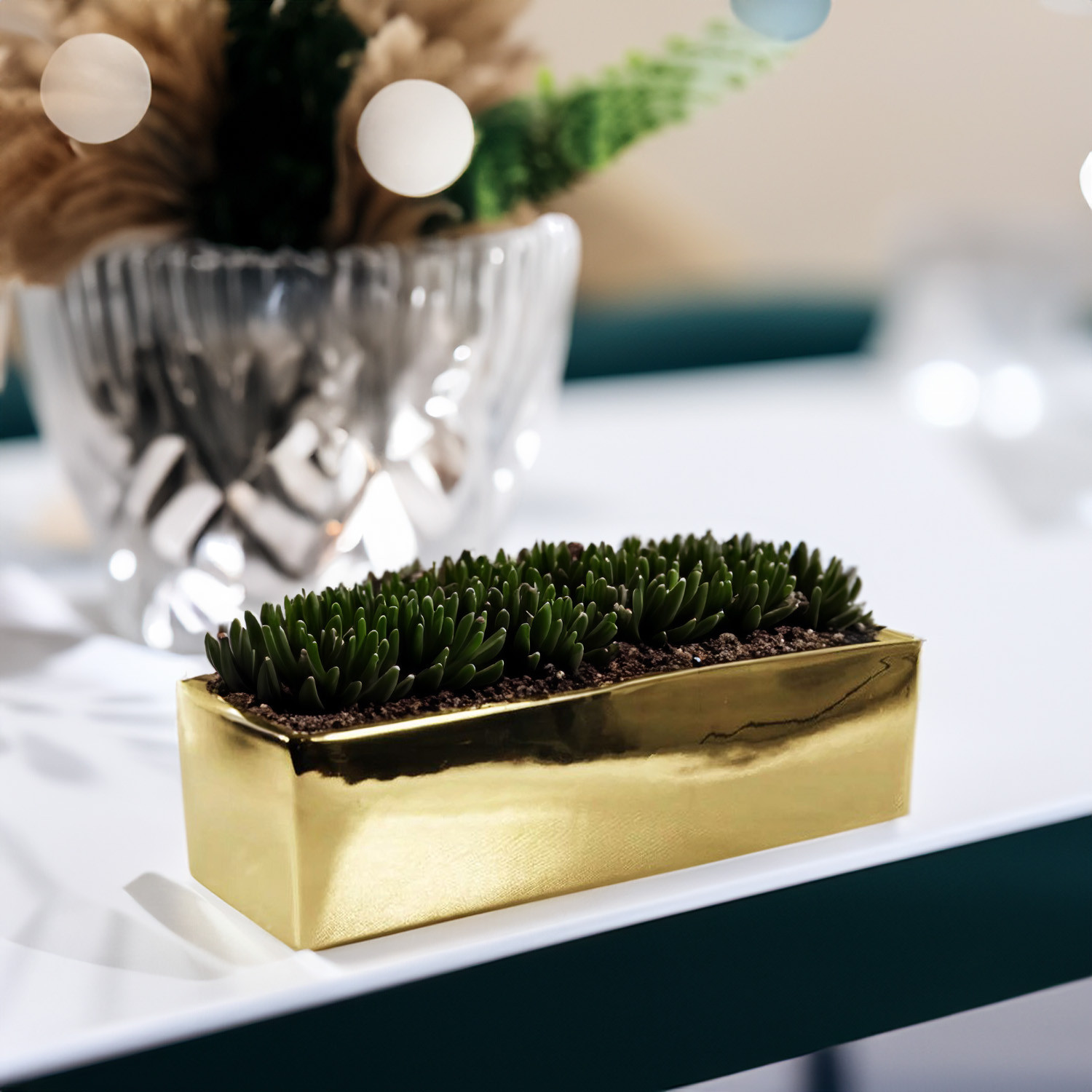 CBR1244GX - Textured Gold Long Rectangle - 12"x4"x4"