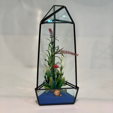 GET2011BK - Large Black Triangular Obelisk Geometric Terrarium - 11"H