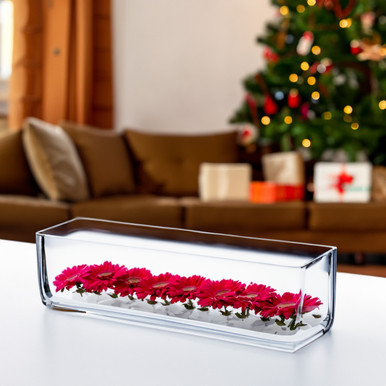 VBV4416 - Rectangular Glass Planter Box Vase - 4" x 4" x 16"