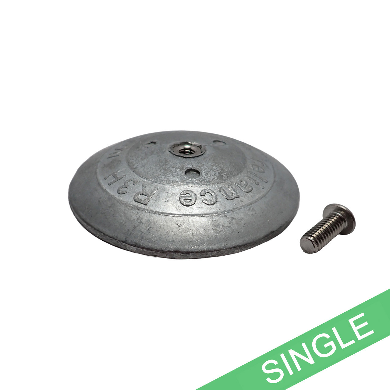 R-3H-Single One-Piece Trim Tab Zinc Anode - 4" Dia. Heavy | BoatZincs.com
