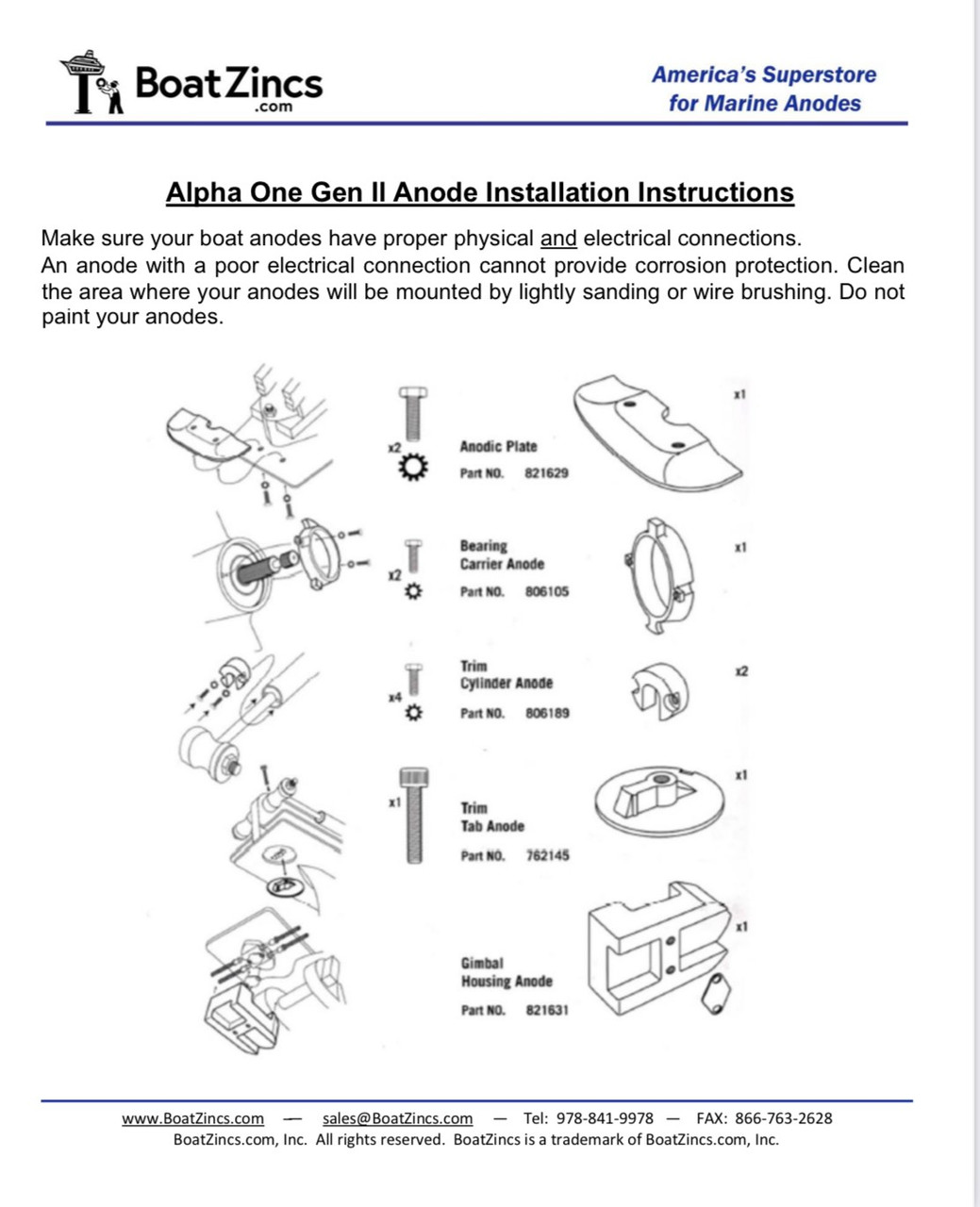 Alpha One Gen II Aluminum Anode Kit with Fin | BoatZincs.com