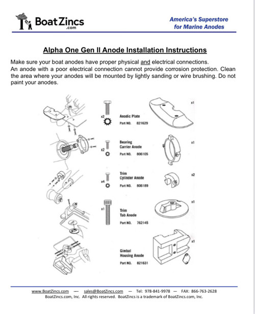 Alpha One Gen II Zinc Anode Kit | BoatZincs.com