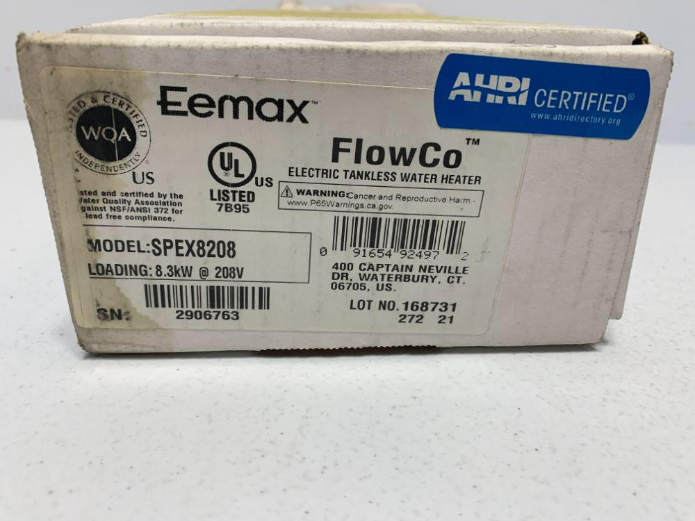 Eemax SPEX8208 Tankless Water Heater 8.3kW 208V