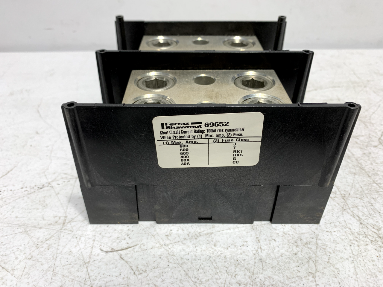 Mersen 69652 Power Distribution Block PBD 2 Pole 600V CU9AL - Chase Surplus