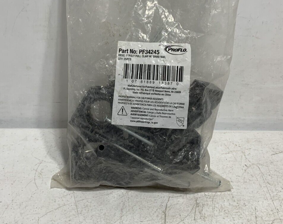 Proflo PF34245 1" Barbed Plastic Full Pipe Clamp with Preloaded Nail ...