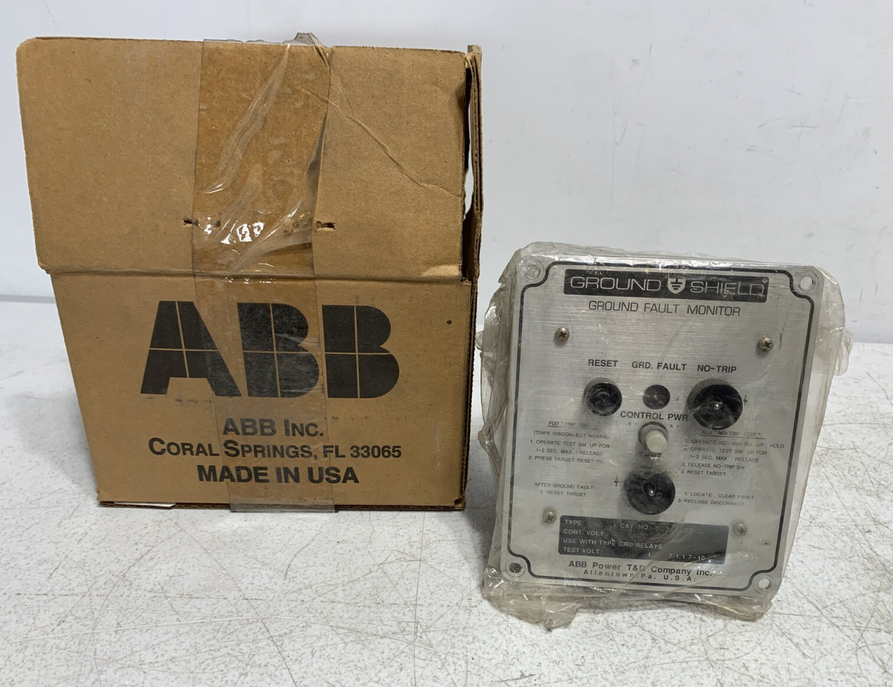 ABB 202T3060-UL Ground Shield Ground Fault Monitor Type TMC 120VAC