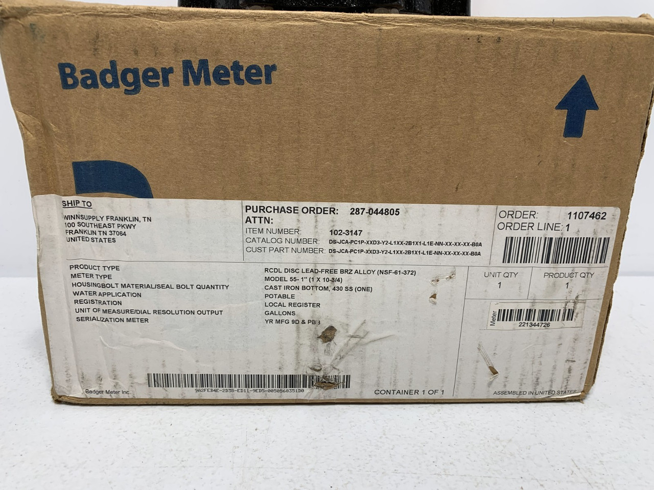 Badger M55 Water Meter Cubic Feet Register