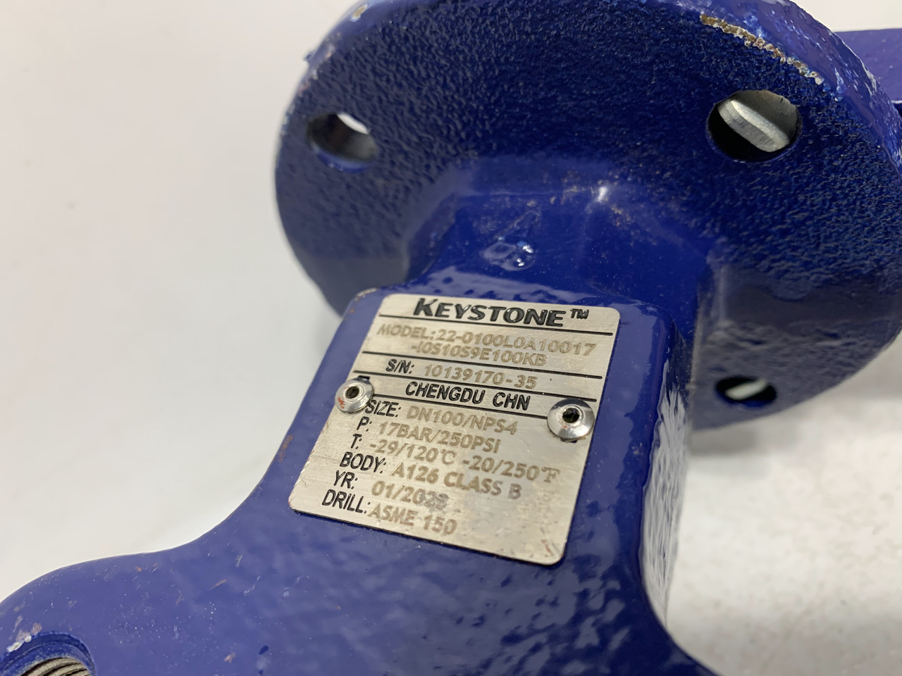Keystone 22-0100L0A10017 4" Flanged Butterfly Valve A126 Class B