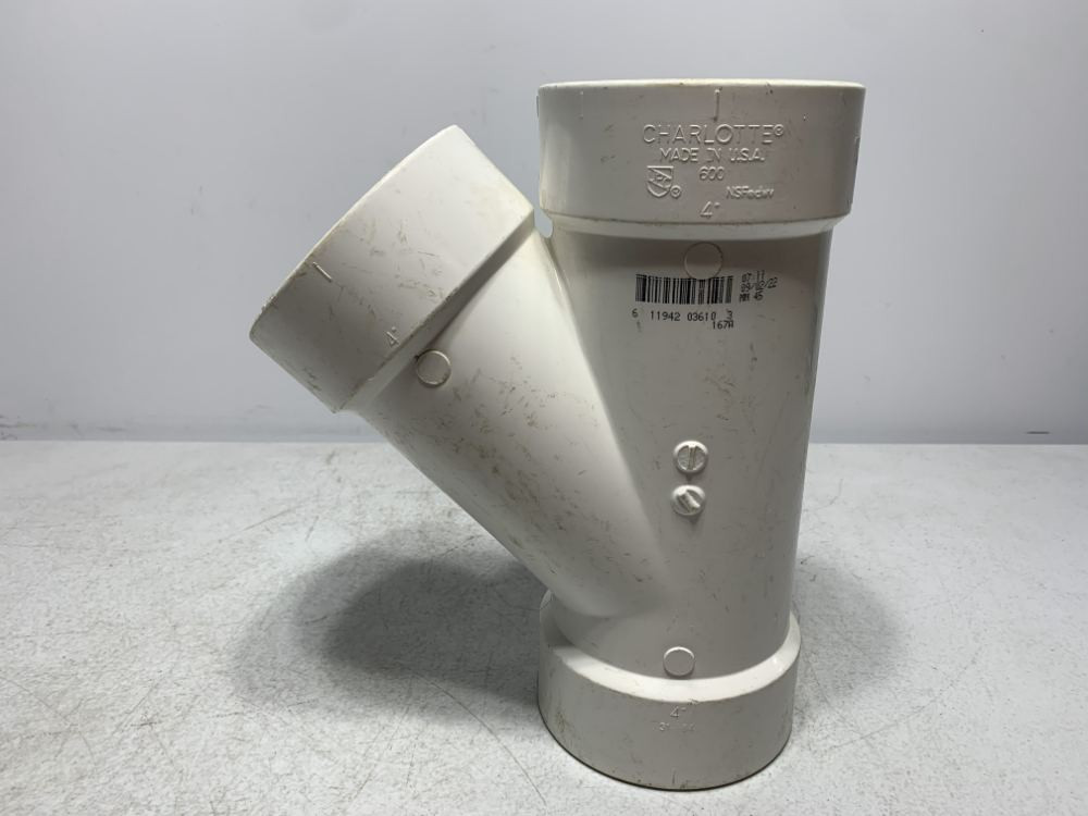 Charlotte Pipe 31-1005 PVC Combo Wye 4" x 4" x 3"