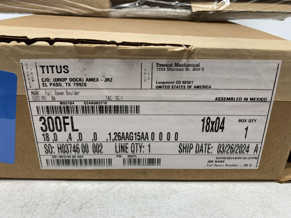 Titus 300FL 18X04 Supply Grille Aluminum Double Deflection