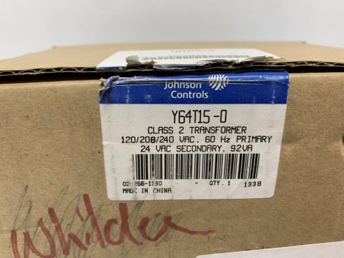 Johnson Controls Y64HT15-0 Transformer 120/208/240V-24V 92VA