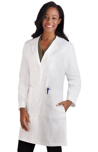 38" Meta Women's Knot Button iPad Cotton Lab Coat 763 - Netuniform