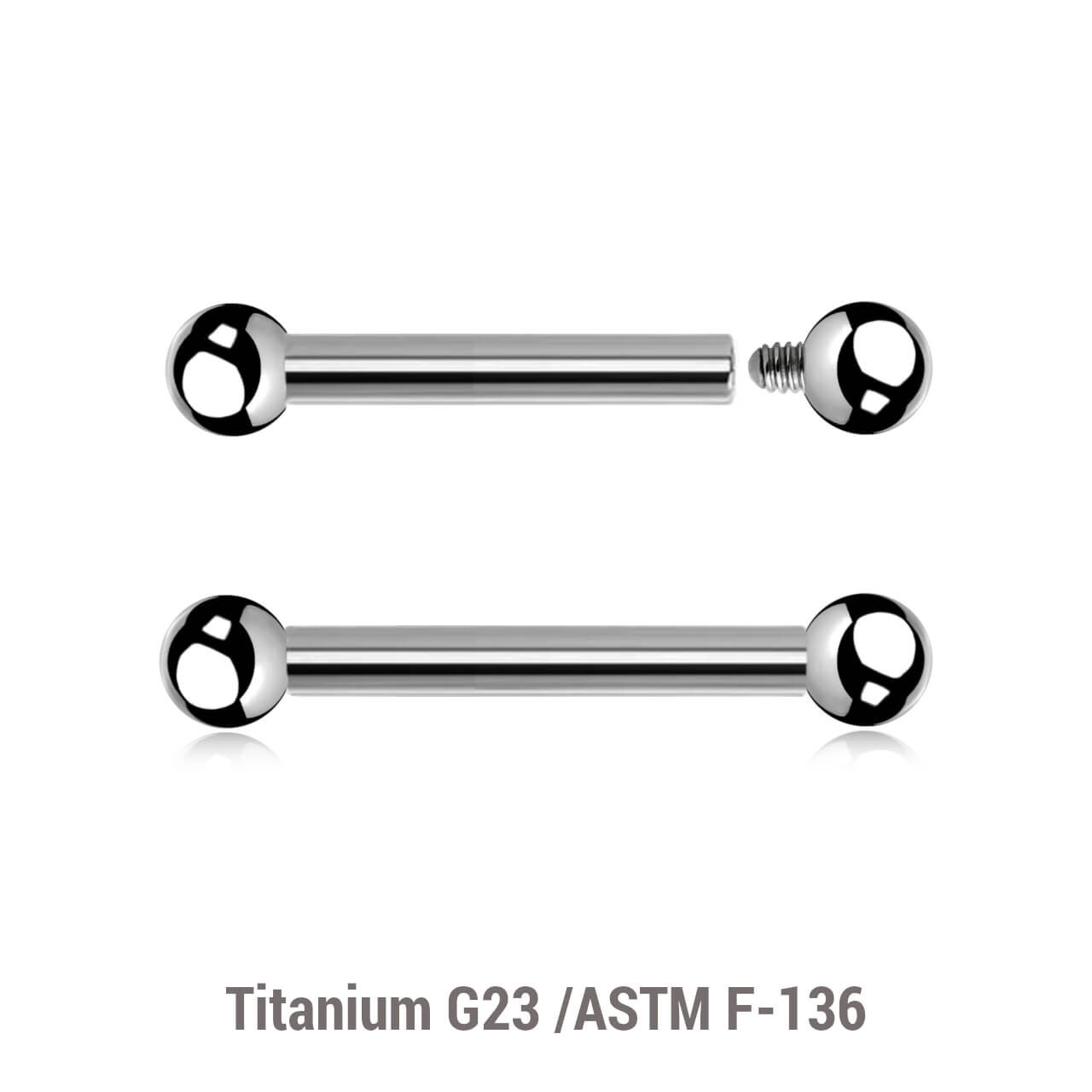 Pack of 10 high polished titanium internally threaded barbells Thickness 1.6mm Ball size 3mm
