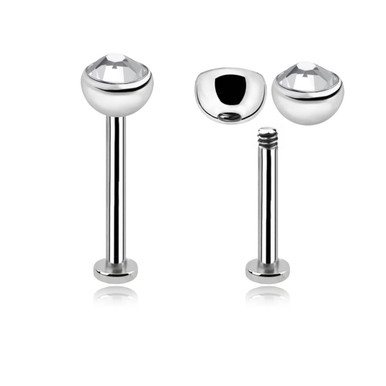 SLB12BJ4HT 316l steel tragus labret 16g with a 3mm half jewel ball