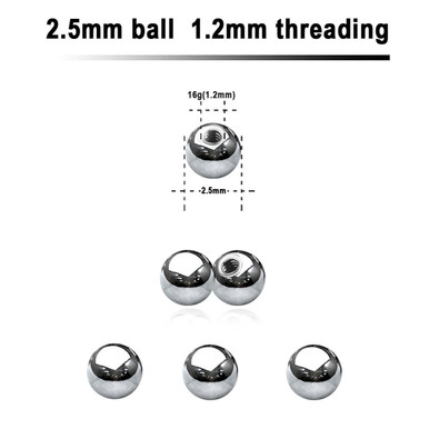 SYB12N25 Piercing studio supplies 2.5mm steel balls x 1.2