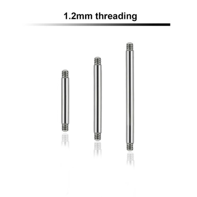 SYBA12N surgical steel straight barbell post 16g | 1.2mm