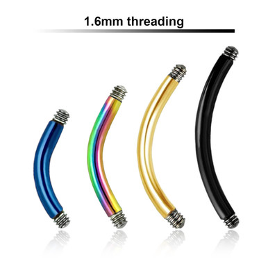 PYBN16N belly banana posts pvd plated 316l steel 14g