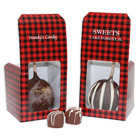 Candy Apple Boxes - Buffalo Plaid Design - 250 Boxes