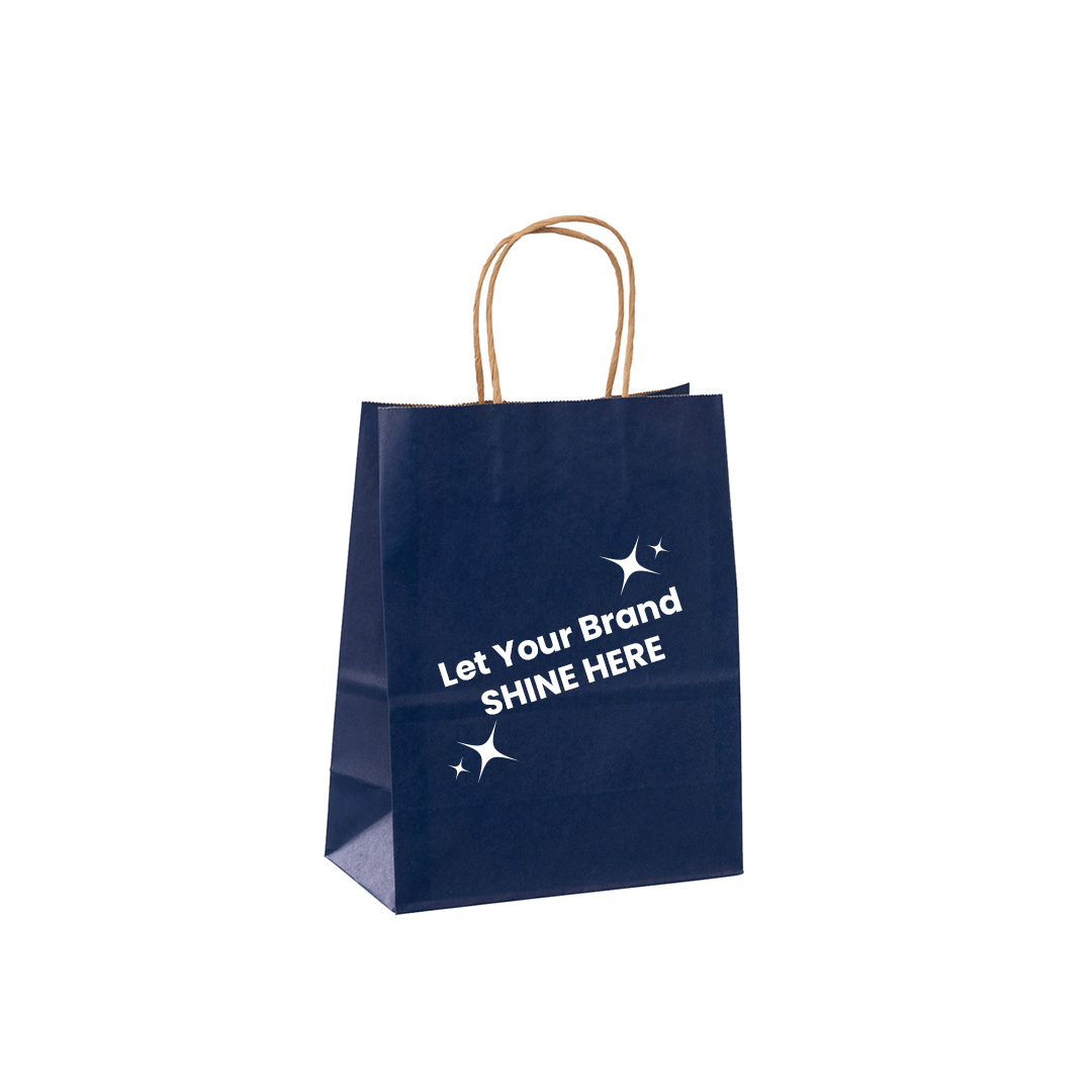 Branded Navy Blue Paper shopping bags