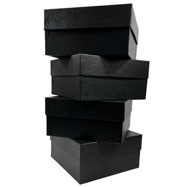Rigid Set-Up Boxes - 9" x 9" x 4-1/2" Onyx Black Embossed (20/Case)