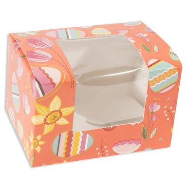 Wholesale 2 lb Easter Egg Box - Coral Easter Pattern with Window