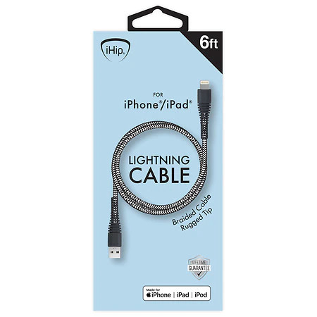 6ft iHip Lightning Cable Braided Cable Rugged Tip For iPhone/iPad/iPod