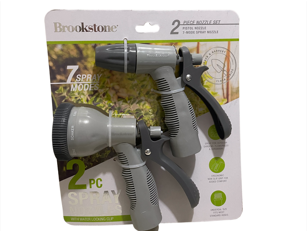 Brookstone 2 piece nozzle set, 7 spray modes
