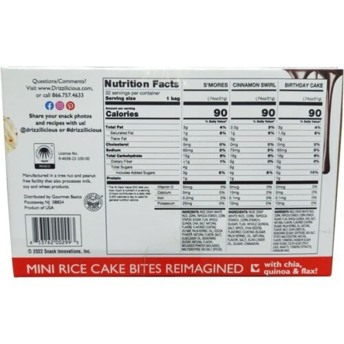Drizzilicious Mini Rice Cake Bites Variety Pack (32 Count)