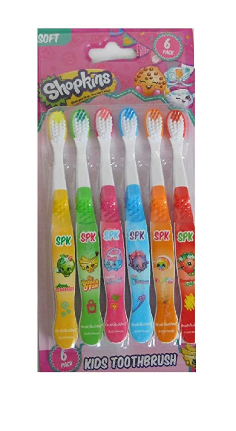 Brush Buddies Shopkins-Kids-Toothbrush-Soft-Bristle-6-Pack-Assorted-Colors