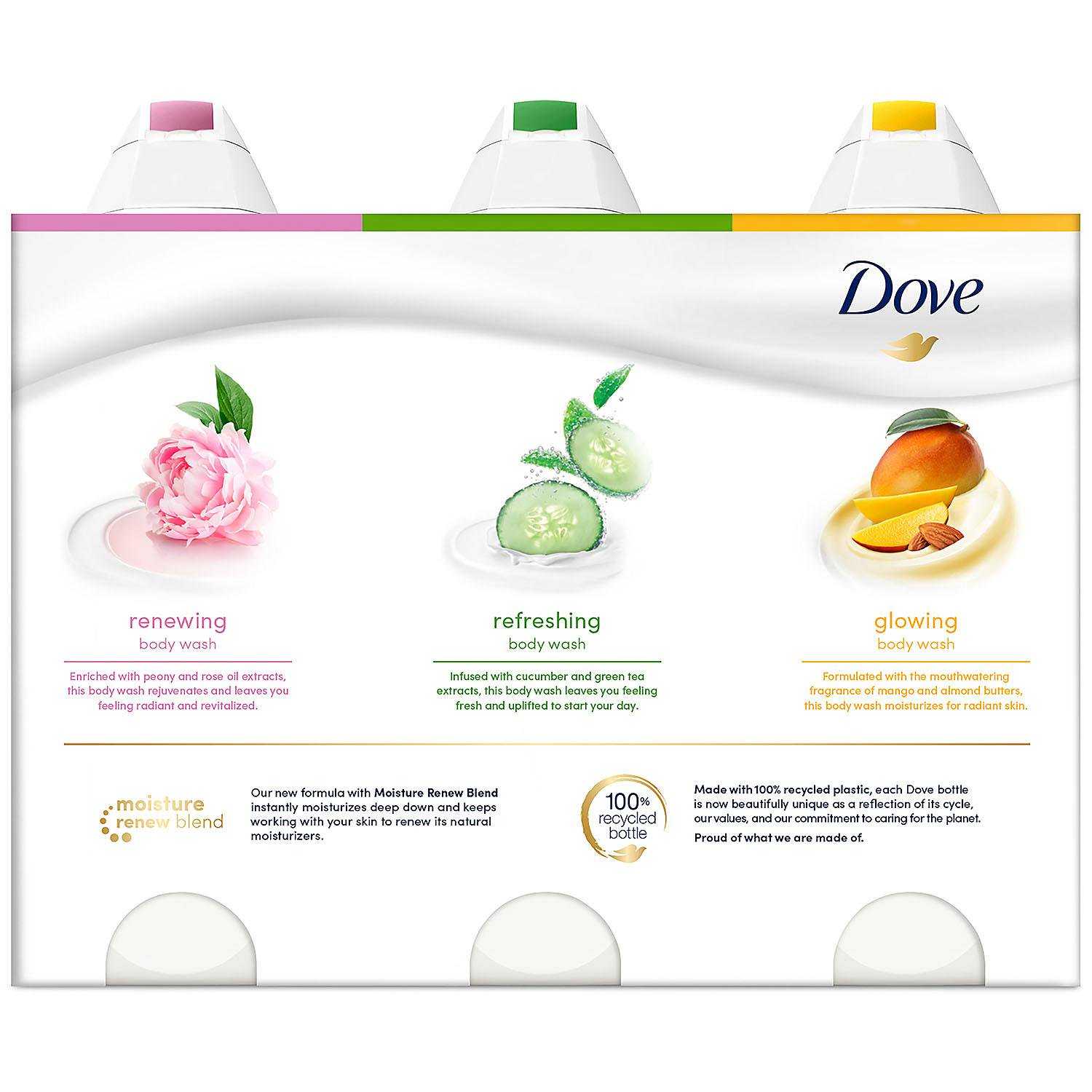 Dove Refresh and Renew Body Wash Collection 3 pack