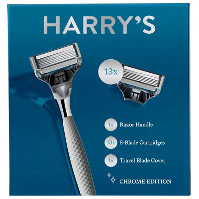 Harry's Chrome Edition Men's Razor, 1 Handle + 13 Refills (Free shipping)