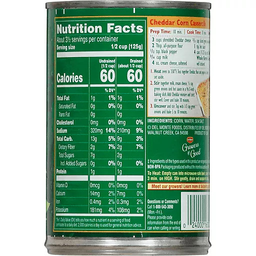 Del Monte Fresh Cut Golden Sweet Whole Kernel Corn 15.25 Oz
