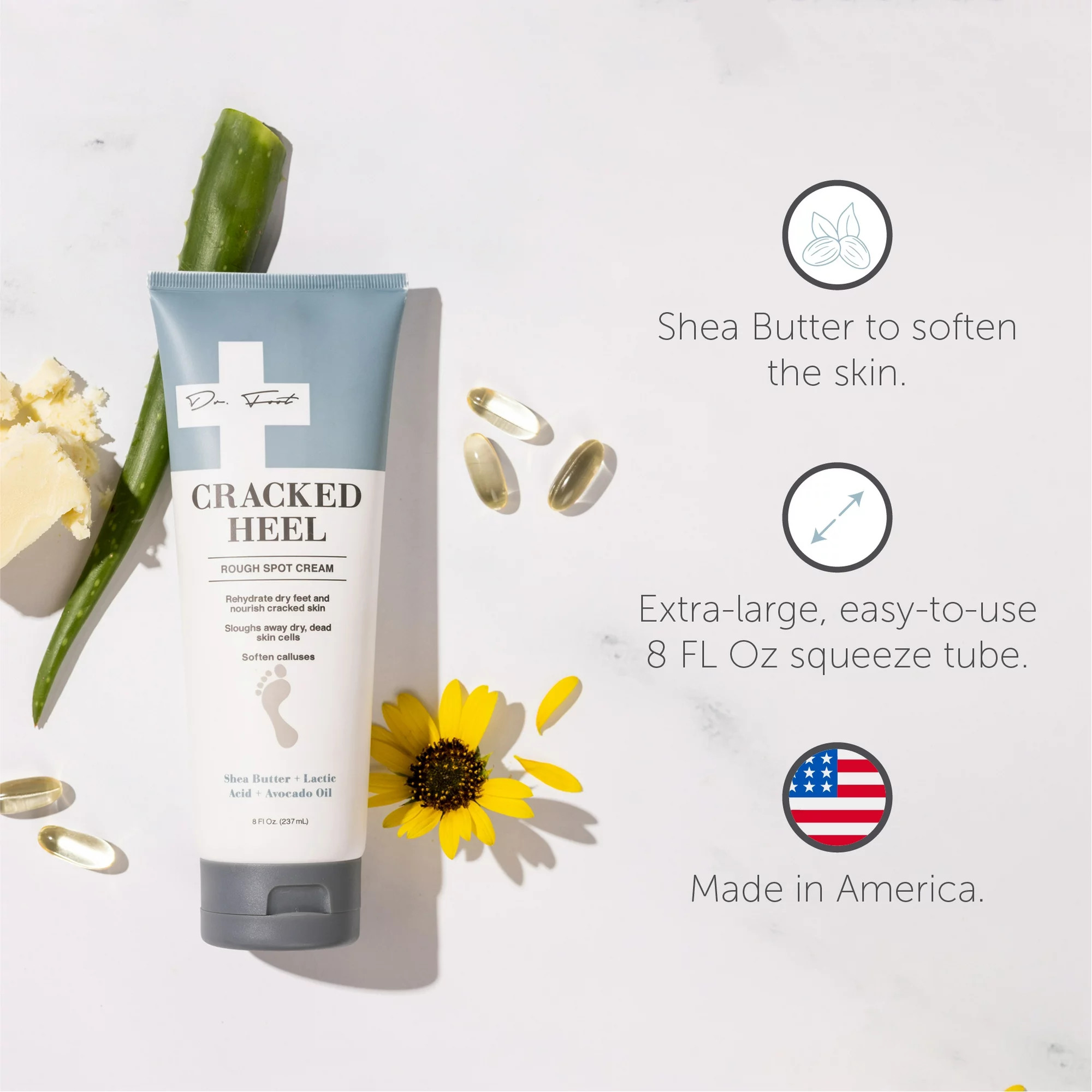 Dr Foot Cracked Heel Cream Rough Spot Cream For Cracked Heels Rough Spots And Dry Feet 8 Fl Oz