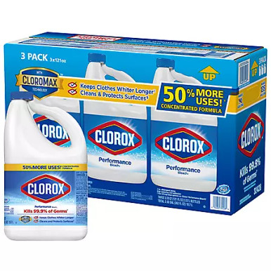 Clorox Performance Bleach With Concentrated Formula, 3 pack, 121 oz