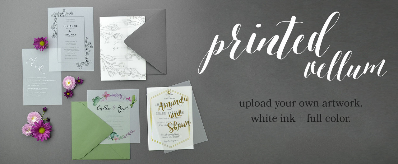Printed Vellum Wedding Invitations & Save the Dates | Cards & Pockets