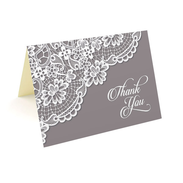 Folded Thank You Cards 3.5x5 (25 Pack) - Doily - Cards & Pockets