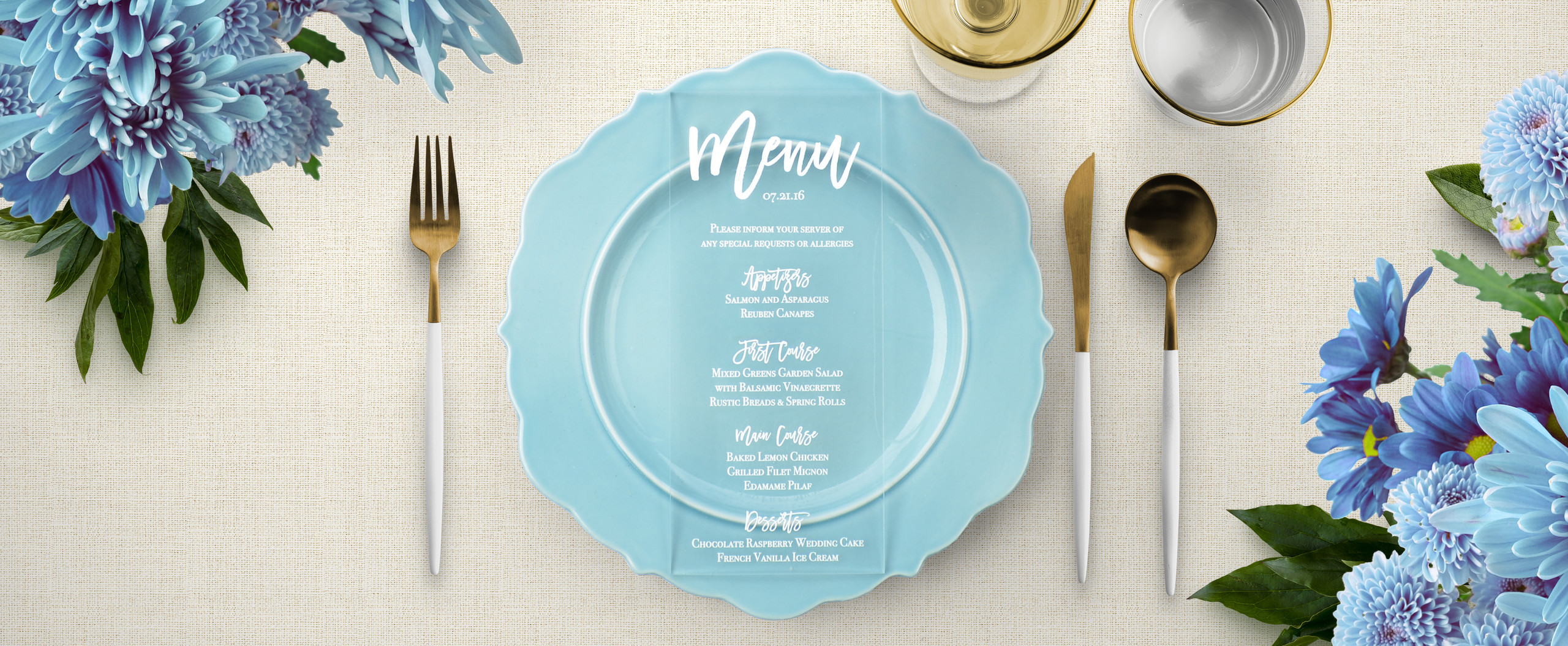 C&P Wedding - Day of Materials - Menus - Acrylic Wedding Menus - 4x9 ...