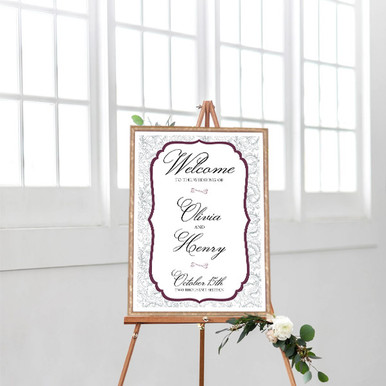 Wedding Welcome Sign Elegant Floral - Wedding Sign (18x24) - Cards ...