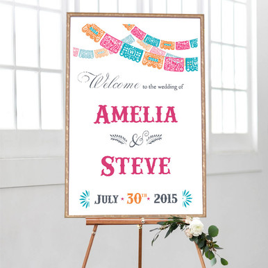 Wedding Welcome Fiesta - Wedding Sign (24x36) - Cards & Pockets