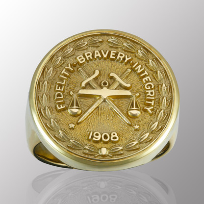 Custom Ring Design Made from 14K Yellow Gold Coin FBI Medal Award