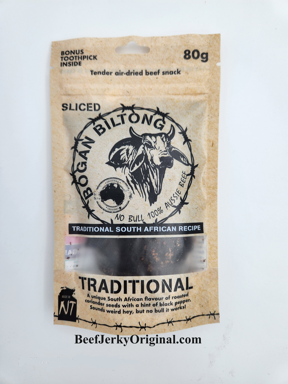 Bogan Biltong Traditional Sliced 80g - Beef Jerky Original