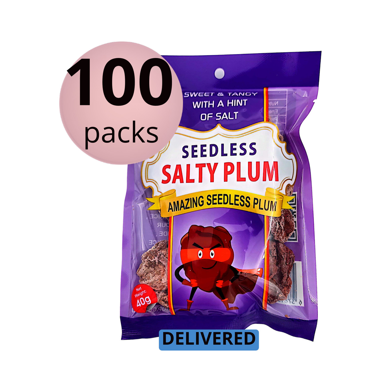 Amazing Seedless Salty Plum 40g x 100pk FREE DELIVERY (Road)
