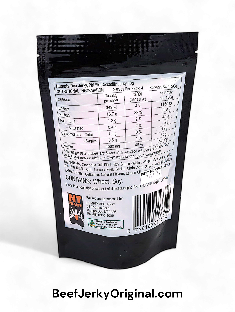 Piri Piri Crocodile - Humpty Doo Jerky 80g - Beef Jerky Original