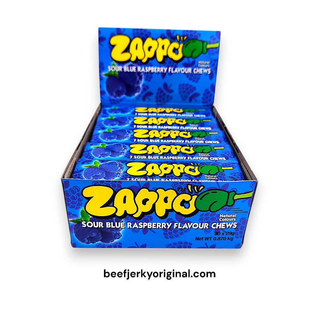 Zappo Sour Blue Raspberry Chews | Box of 30 x 29g