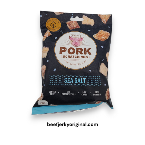 Pork Scratchings 100g | Crispy Sea Salt Crackling Snack – Beef Jerky ...