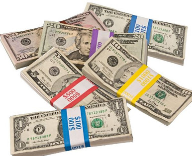 Self-Sealing Yellow Bill Straps - Holds $1000