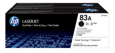 HP OEM 2-pack 83A Black LaserJet Toner Cartridges (1.5k YLD/ea)
