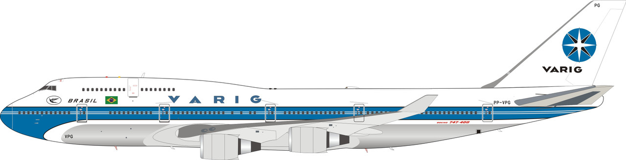 Varig Boeing 747-400 PP-VPG Polished with stand IF744VR0223P 1:200