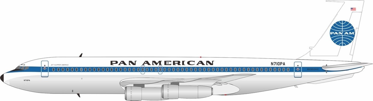 Inflight200 Pan Am Boeing 707-121(B) N710PA Polished with stand ...