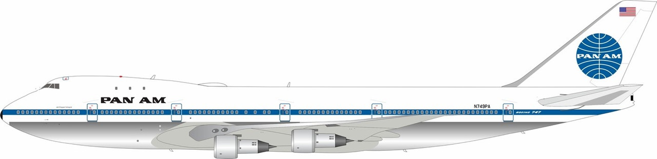 Inflight200 PAN AM 747-100 N749PA Polished with stand IF741PA0823P 1:200